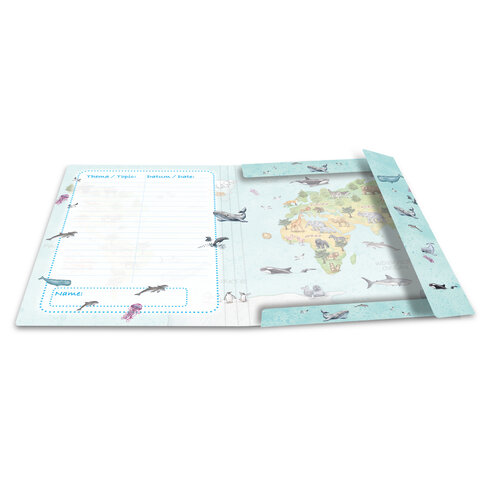 Elasticated folder A3 cardboard World Map