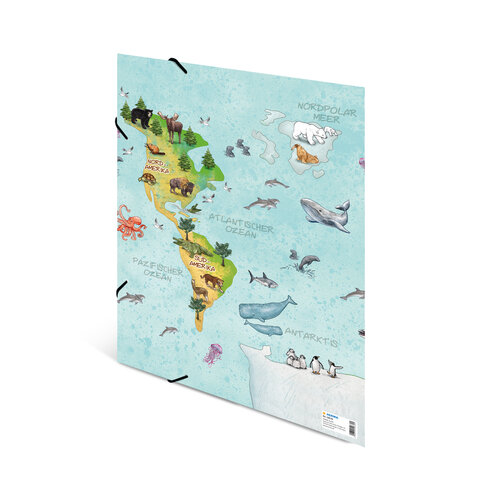 Elasticated folder A3 cardboard World Map